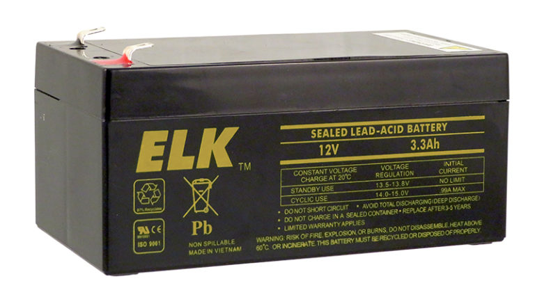 Sealed Lead Acid Battery, 12 V 3.3Ah - ELK Products